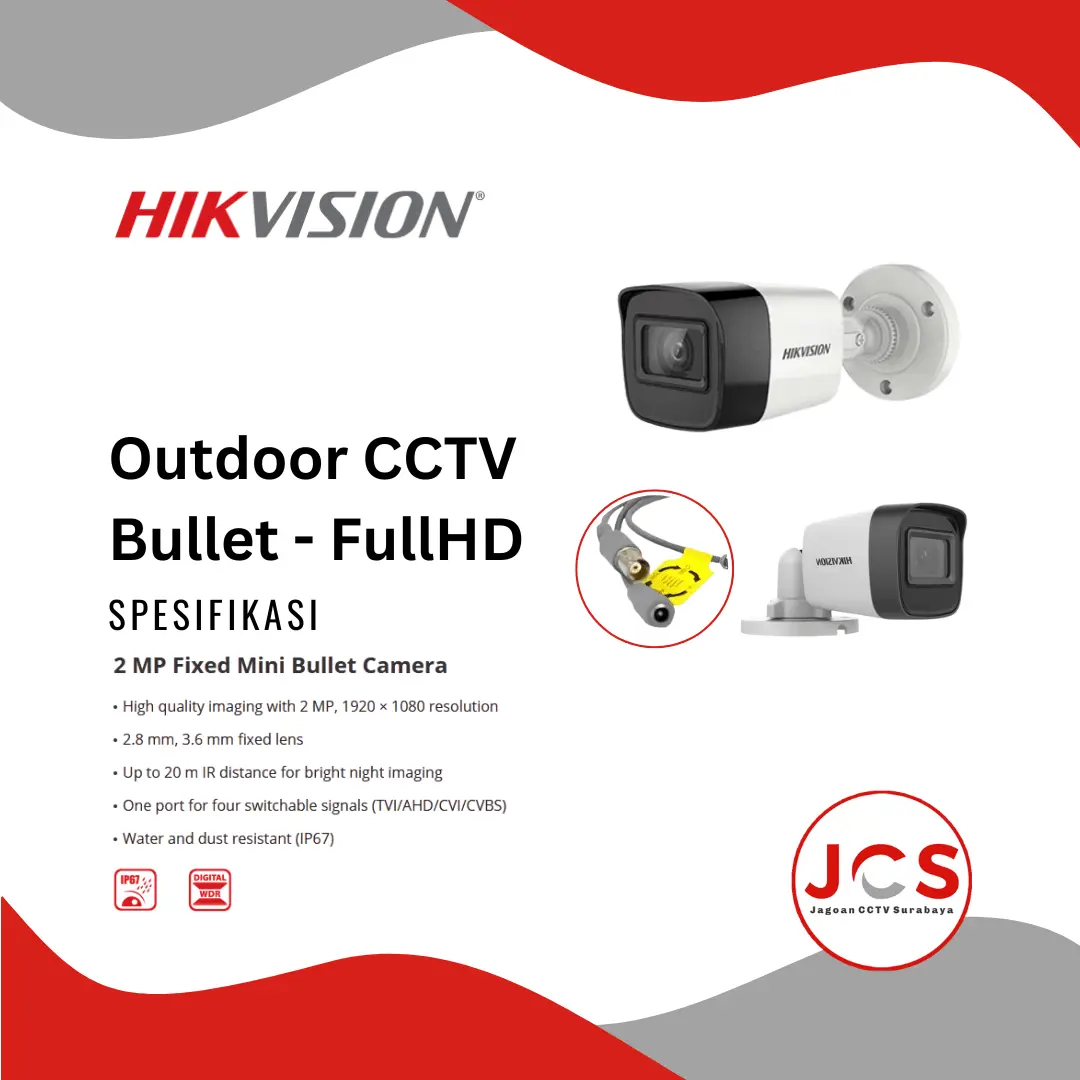 CCTV ANALOG HIKVISION OUTDOOR BULLET - 2MP - JCS Jagoan CCTV Surabaya
